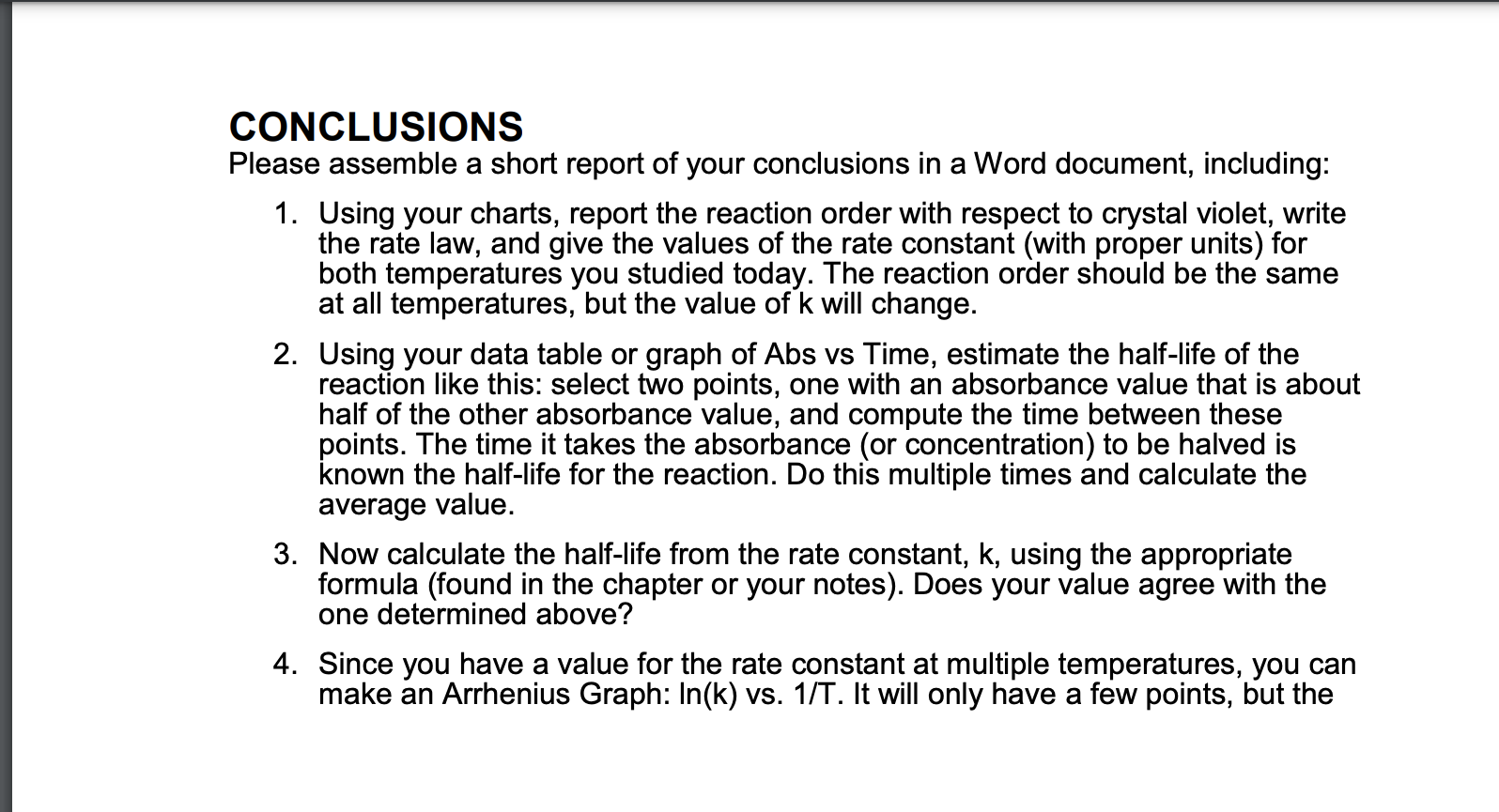 CONCLUSIONS Please assemble a short report of your | Chegg.com