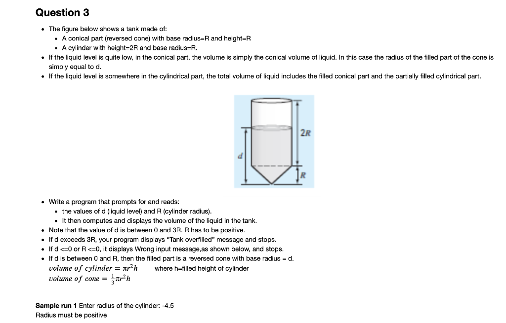Solved - The figure below shows a tank made of: - A conical | Chegg.com