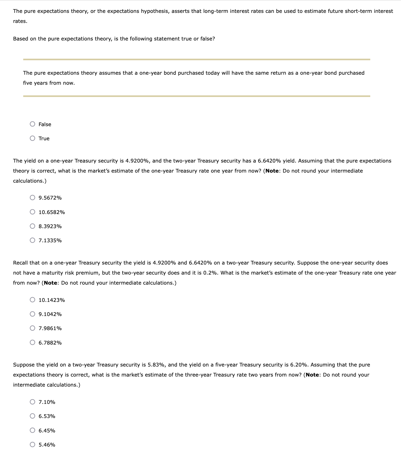 Solved The pure expectations theory, or the expectations | Chegg.com