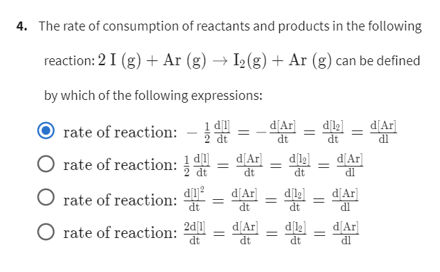 Solved 4. The rate of consumption of reactants and products | Chegg.com