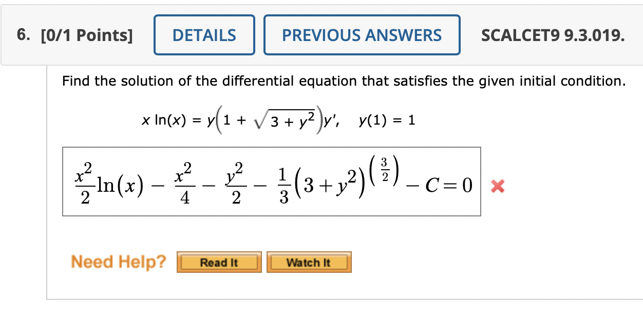 Solved 6. [0/1 Points] SCALCET9 9.3.019. Find the solution | Chegg.com