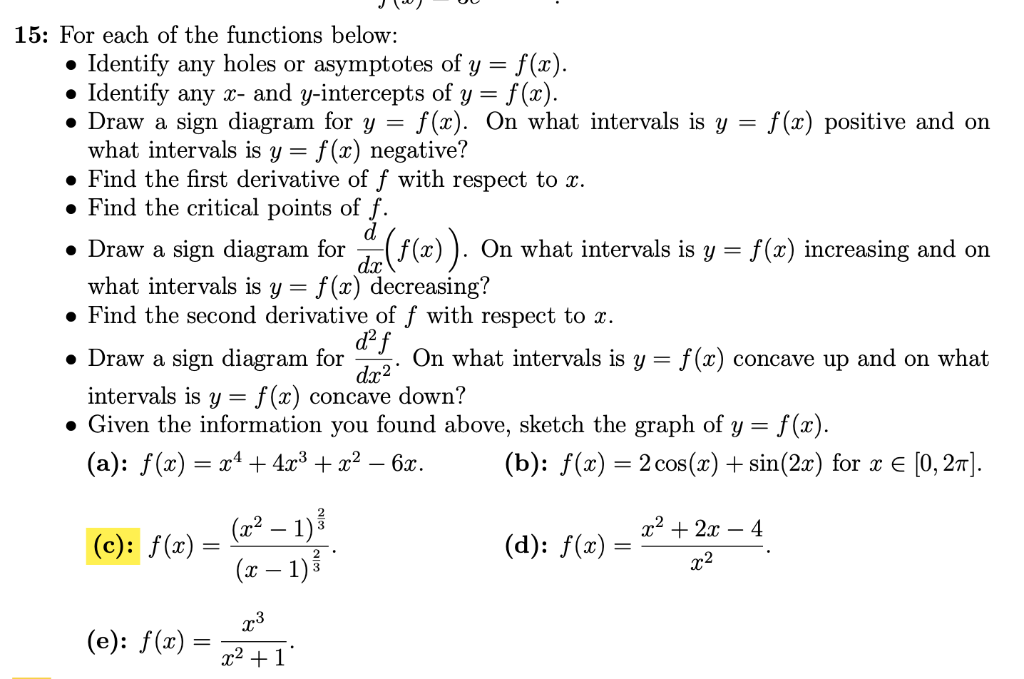 Solved 15: For each of the functions below: • Identify any | Chegg.com