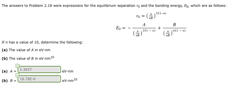 Solved Consider a hypothetical X+-Y ion pair for which the | Chegg.com