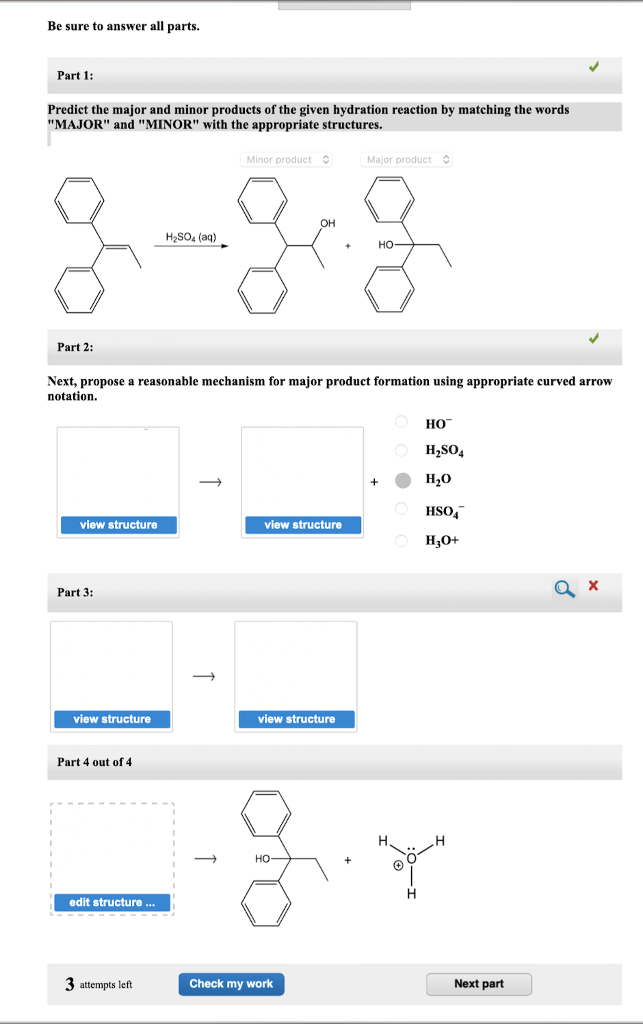 Solved Be sure to answer all parts. Part 1: Predict the | Chegg.com