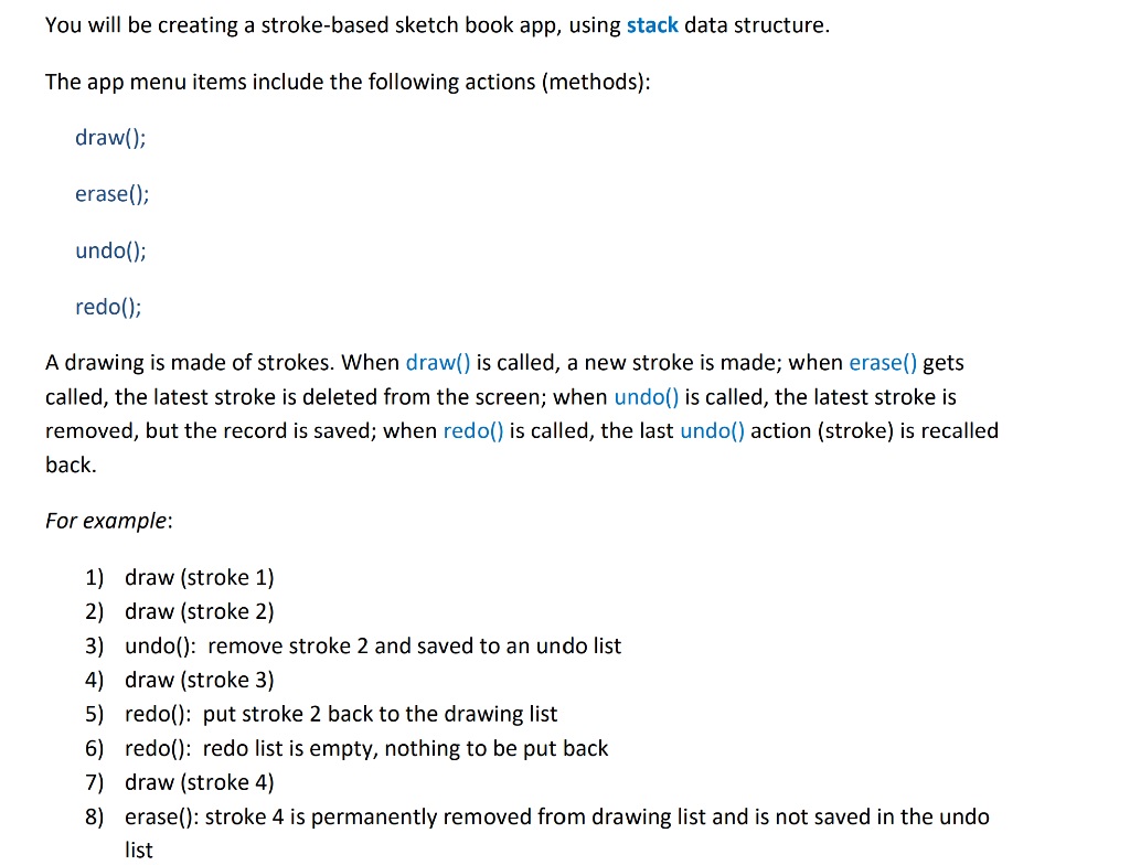 Solved You will be creating a stroke-based sketch book app, | Chegg.com