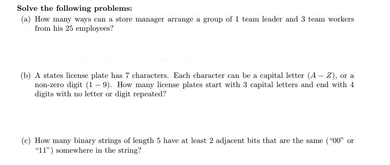 Solved Solve the following problems: (a) How many ways can a | Chegg.com