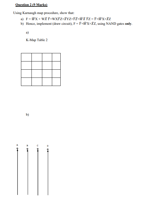 Solved Question 2 (9 Marks) Using Karnaugh map procedure, | Chegg.com