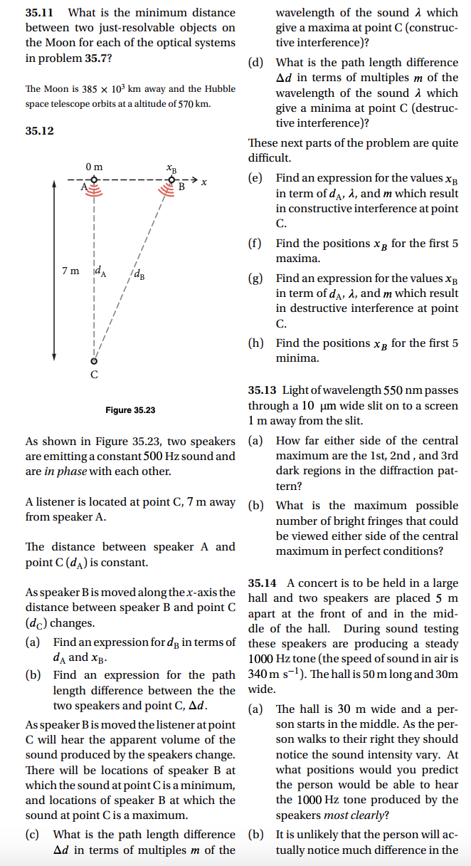 Solved 35.11 What is the minimum distance between two | Chegg.com