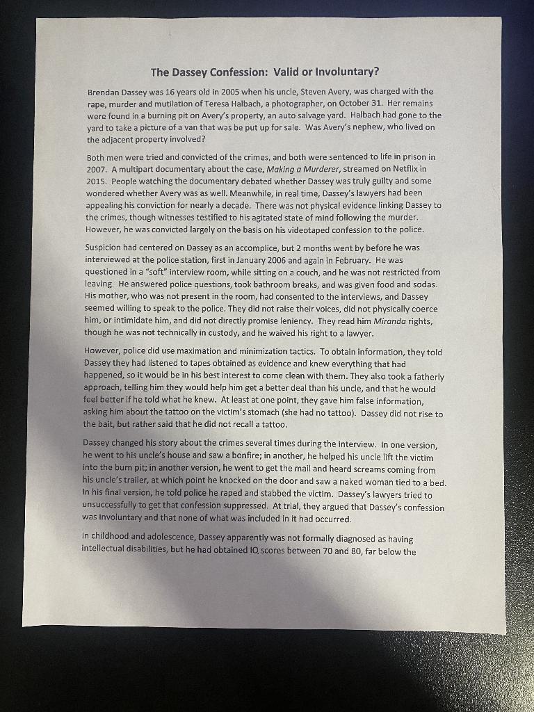 Solved Complete the following forensic psychology questions | Chegg.com