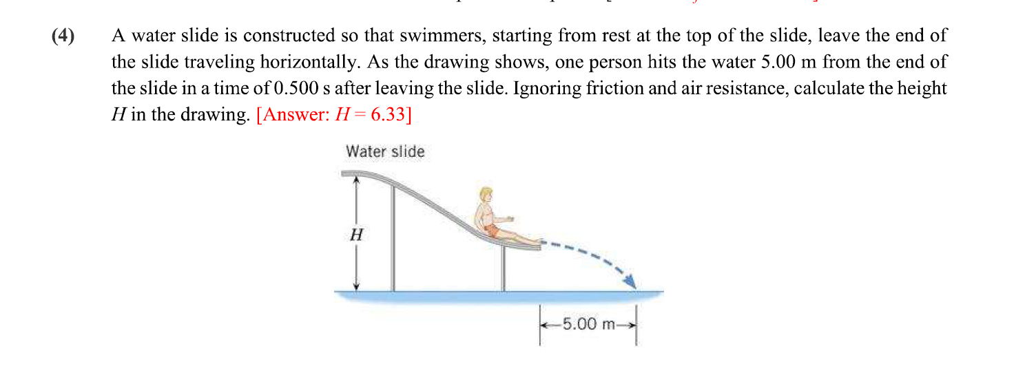 A water slide is constructed so that swimmers, | Chegg.com