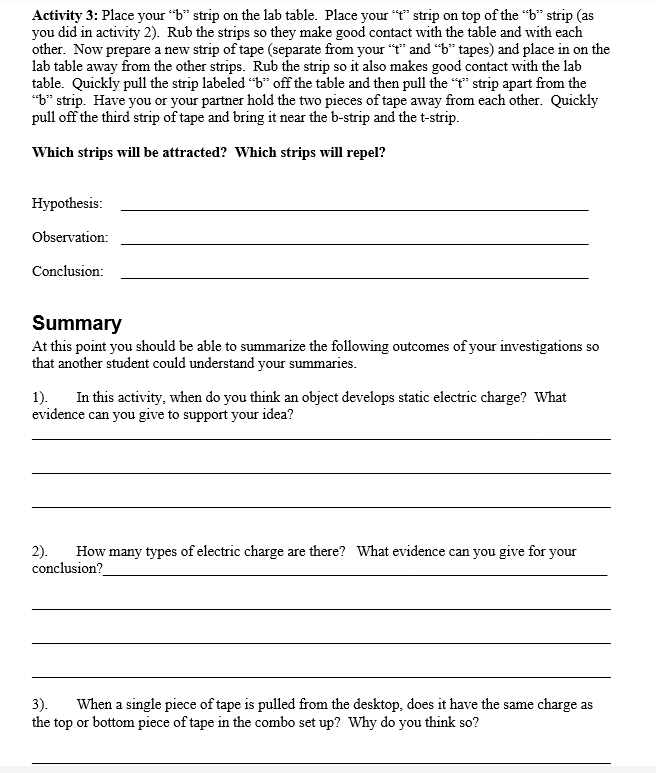 Solved Activity 3: Place your "b" ﻿strip on the lab table. | Chegg.com
