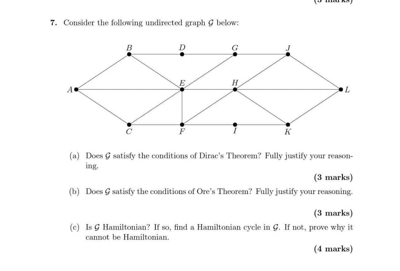 Solved 7. Consider the following undirected graph G below: B | Chegg.com