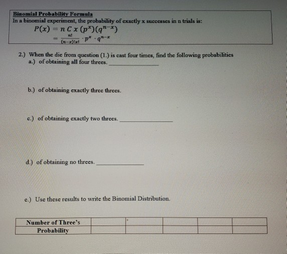 Solved Binomial Probability Formula In a binomial | Chegg.com