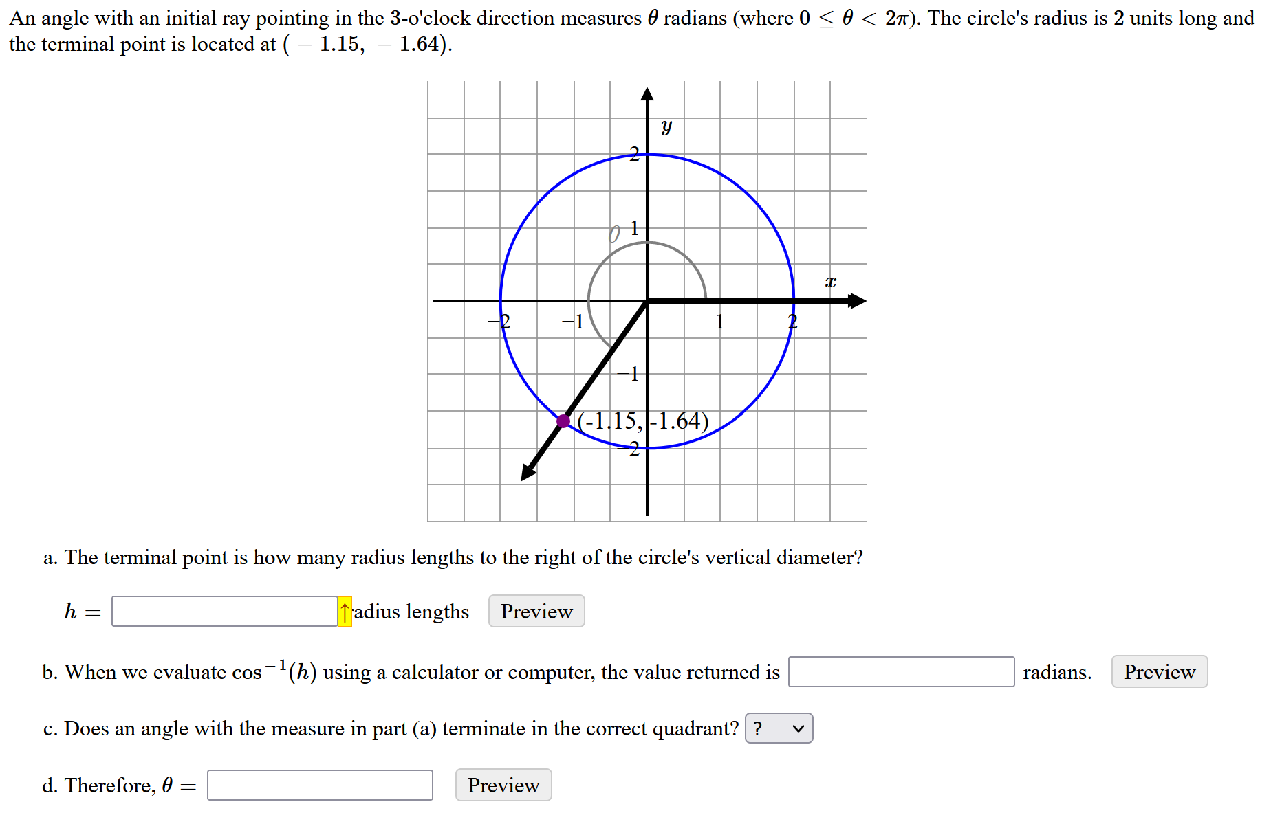 Solved An angle with an initial ray pointing in the 3 | Chegg.com