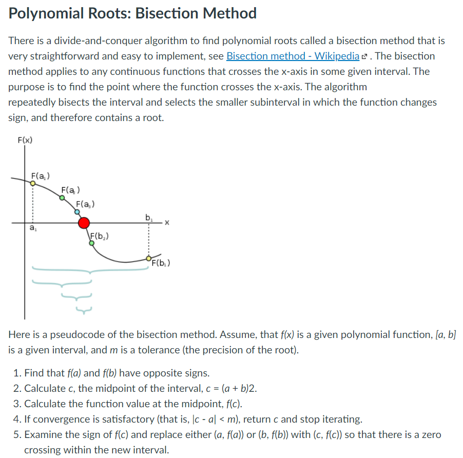 Solved Polynomial Roots: Bisection Method There is a | Chegg.com