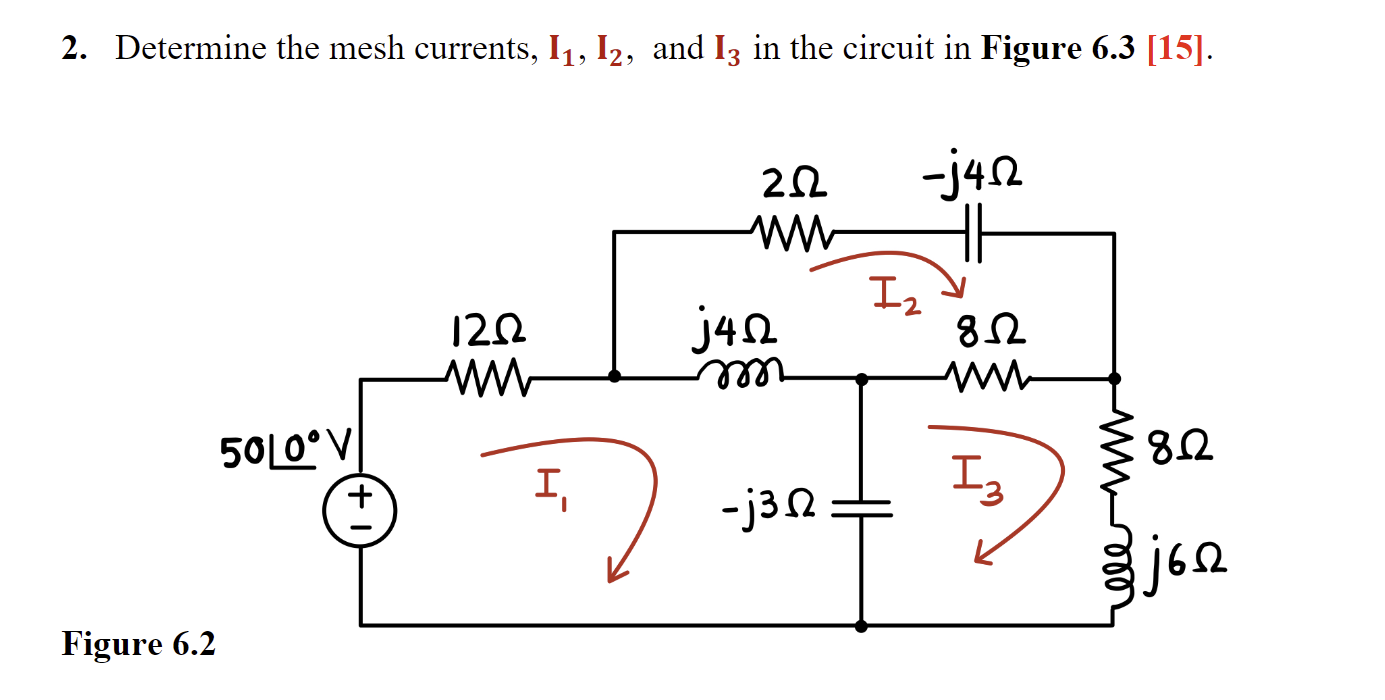 Solved 2. Determine the mesh currents, I1,I2, and I3 in the | Chegg.com