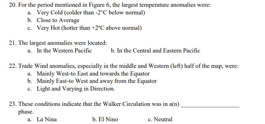 Solved Figure 5 is the Walker Circulation set-up during an | Chegg.com
