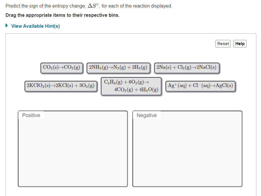 Solved Predict the sign of the entropy change, AS, for each | Chegg.com