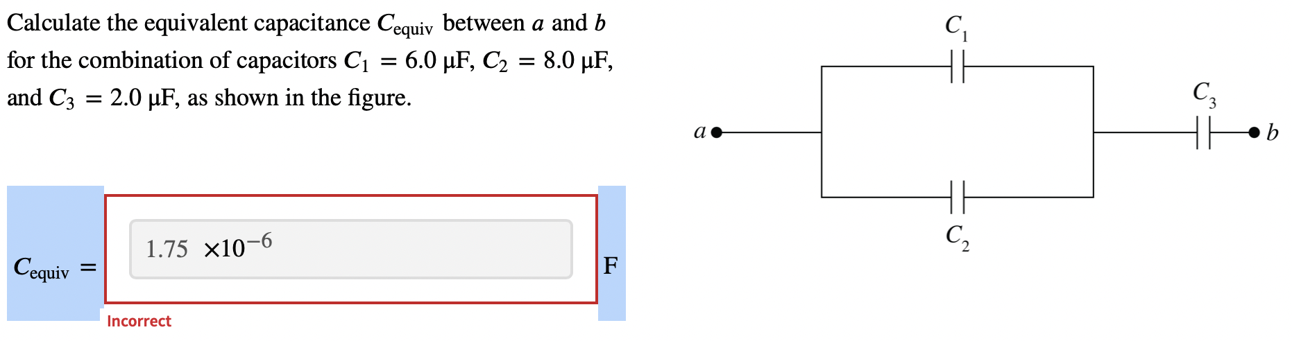 Solved Calculate the equivalent capacitance Cequiv between | Chegg.com