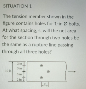Solved SITUATION 1 The tension member shown in the figure | Chegg.com