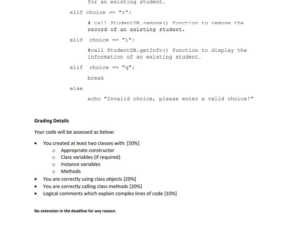 Solved So far you have implemented the student database | Chegg.com