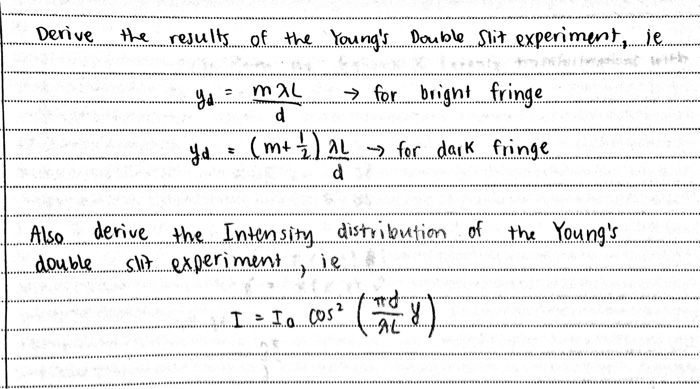 Solved y_d = m lambda L/d rightarrow for bright fringe. y_d | Chegg.com