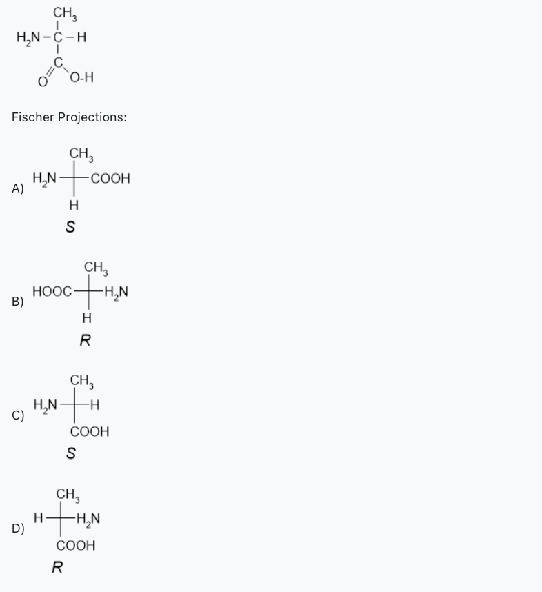 Solved Among presented Fischer projections find the correct | Chegg.com