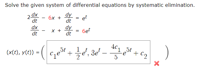 Solved Solve the given system of differential equations by | Chegg.com