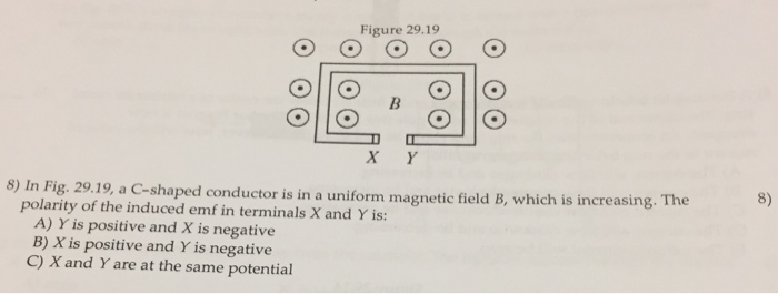 Solved Figure 29.19 8) In Fig. 29.19, a C-shaped conductor | Chegg.com