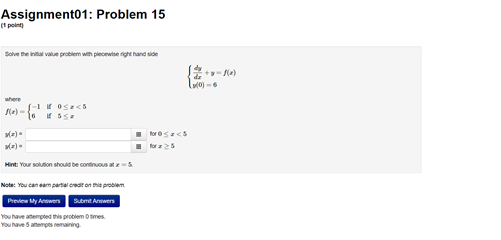 Solved Assignment01: Problem 15 ftpoint solve the initial | Chegg.com