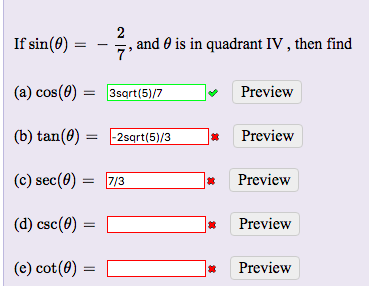 Solved If sin(0) and 0 is in quadrant IV , then find (a) | Chegg.com
