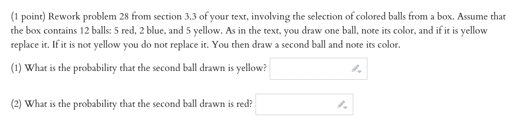 Solved (1 point) Rework problem 28 from section 3.3 of your | Chegg.com