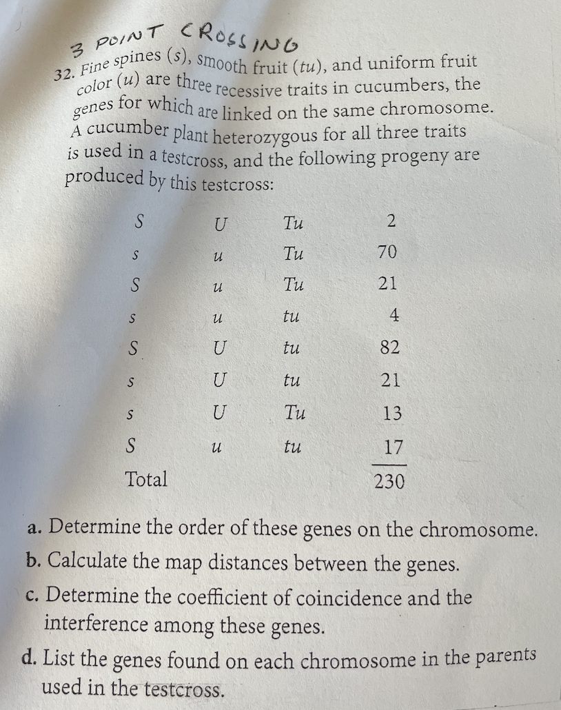 Solved 3 POINT CROSSING three 32. Fine spines (S), smooth | Chegg.com