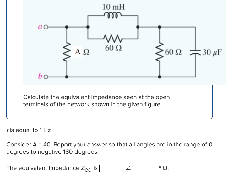 Solved Calculate the equivalent impedance seen at the open | Chegg.com
