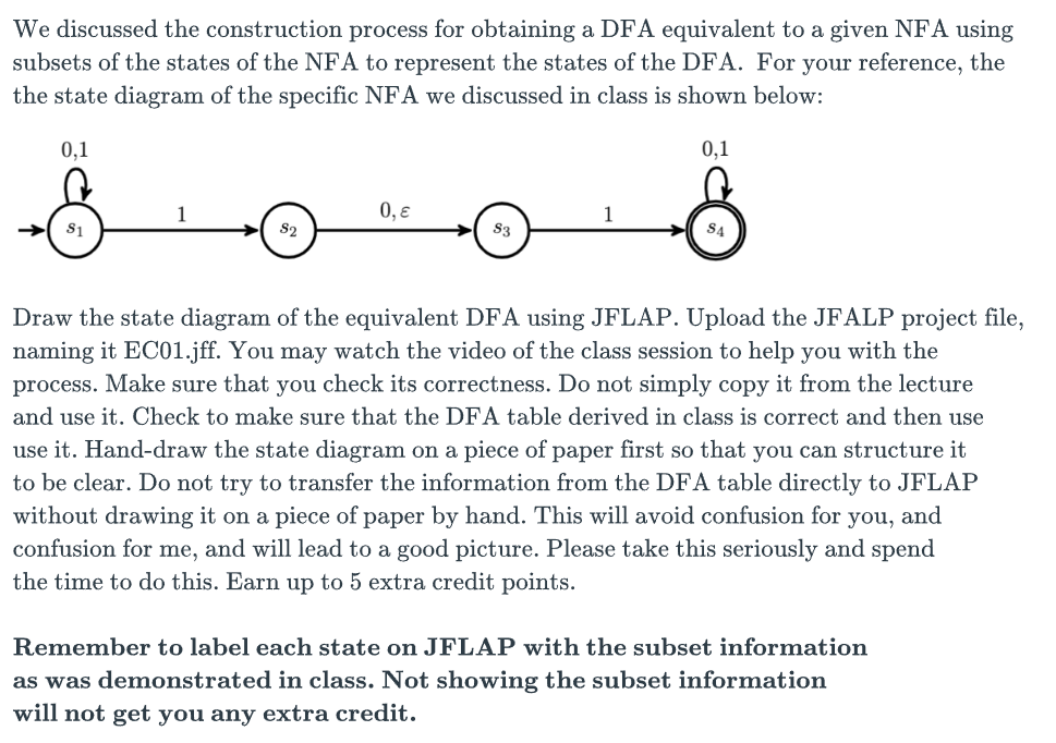 Solved We discussed the construction process for obtaining a | Chegg.com