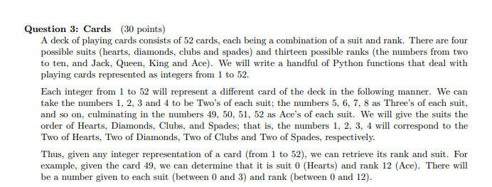 Solved Card problem in PYTHON for THONNY IDE have learned | Chegg.com