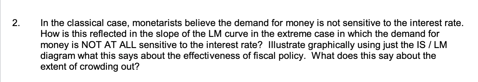 Solved In the classical case, monetarists believe the demand | Chegg.com