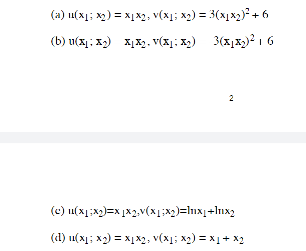 Solved (a) u(X1; XY) = X1 X2, V(X; X2) = 3(x] X2)2 +6 (b) | Chegg.com