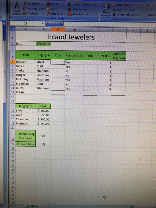 Insert a Vlookup Function in Cell C5 Insert a Vlookup Function in Cell C5