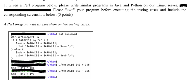 Solved please write in both langaugez and its perl | Chegg.com
