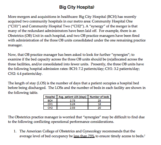 Big City Hospital More mergers and acquisitions in | Chegg.com