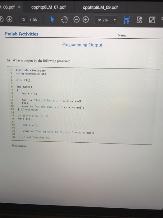 Solved What is output by the following program? #include | Chegg.com