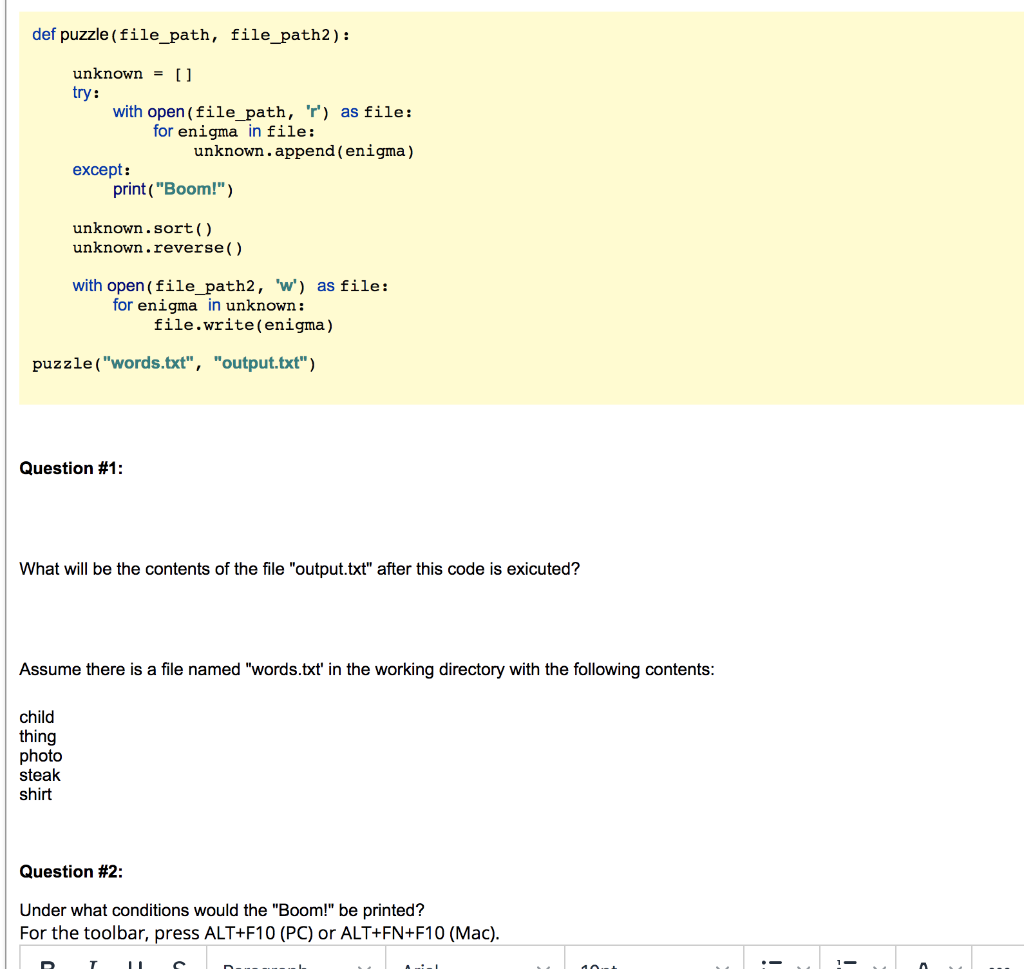 Solved def puzzle(file_path, file_path2): unknown = 0 try: | Chegg.com