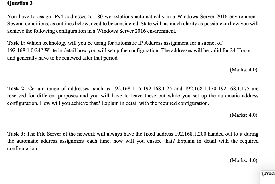 Question 3 You have to assign IPv4 addresses to 180 | Chegg.com