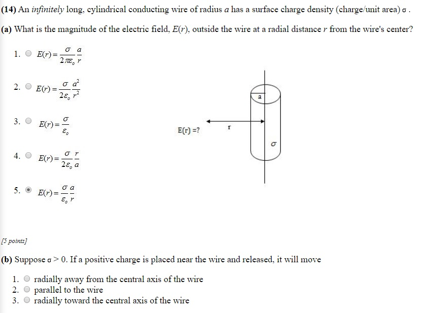 Solved (14) An infinitely long, cylindrical conducting wire | Chegg.com