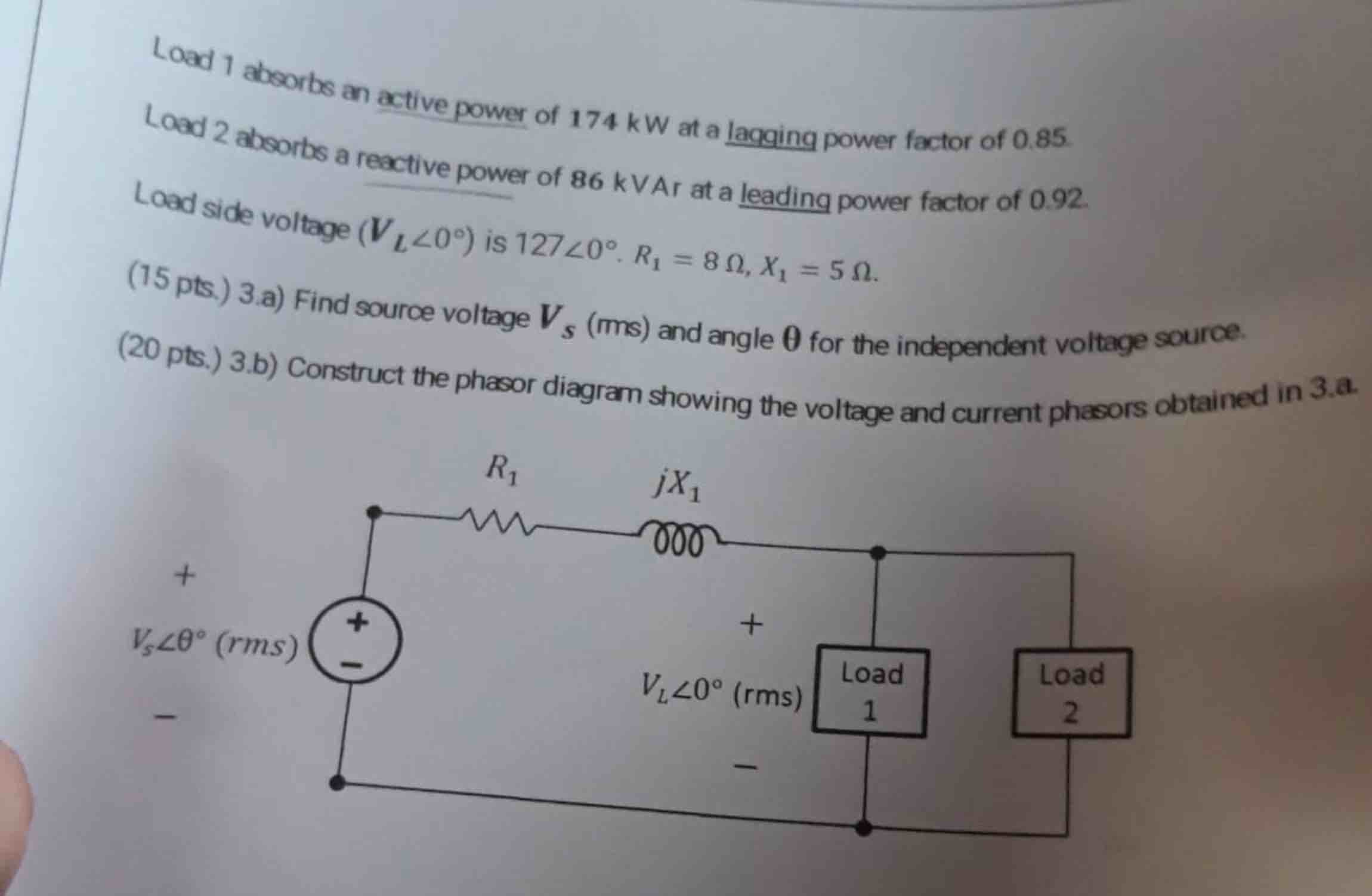 Load 1 absorbs an ﻿active power of 174 kW at ﻿a | Chegg.com