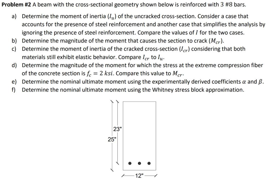 Solved Problem #2 A beam with the cross-sectional geometry | Chegg.com