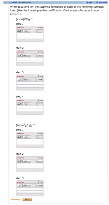 Solved Write equations for the stepwise formation of each of | Chegg.com