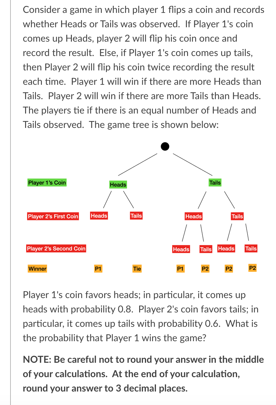 Solved Consider a game in which player 1 flips a coin and | Chegg.com