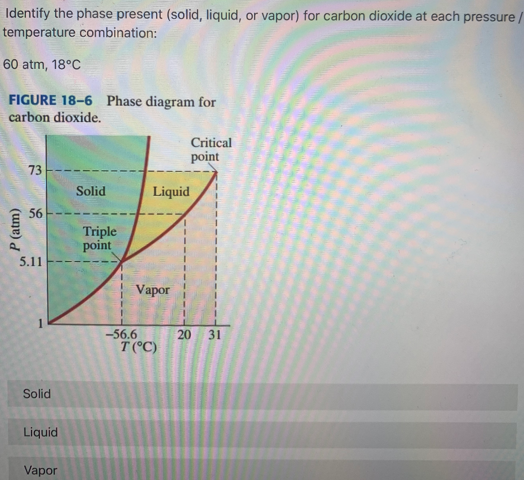Solved Identify the phase present (solid, liquid, or vapor) | Chegg.com